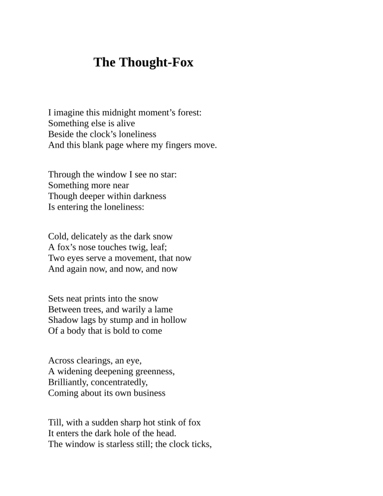 Ted Hughes Poetry: Thought-Fox, Jaguar, Horses & More