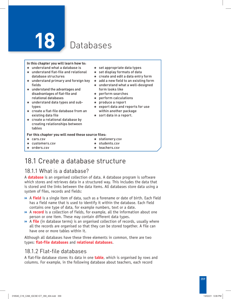 Databases: Flat-File & Relational Structures - ICT Textbook