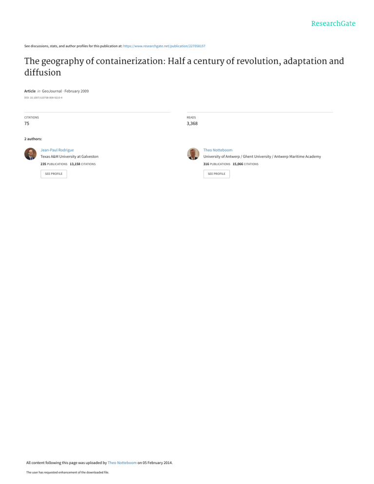 Geography of Containerization: Revolution & Diffusion