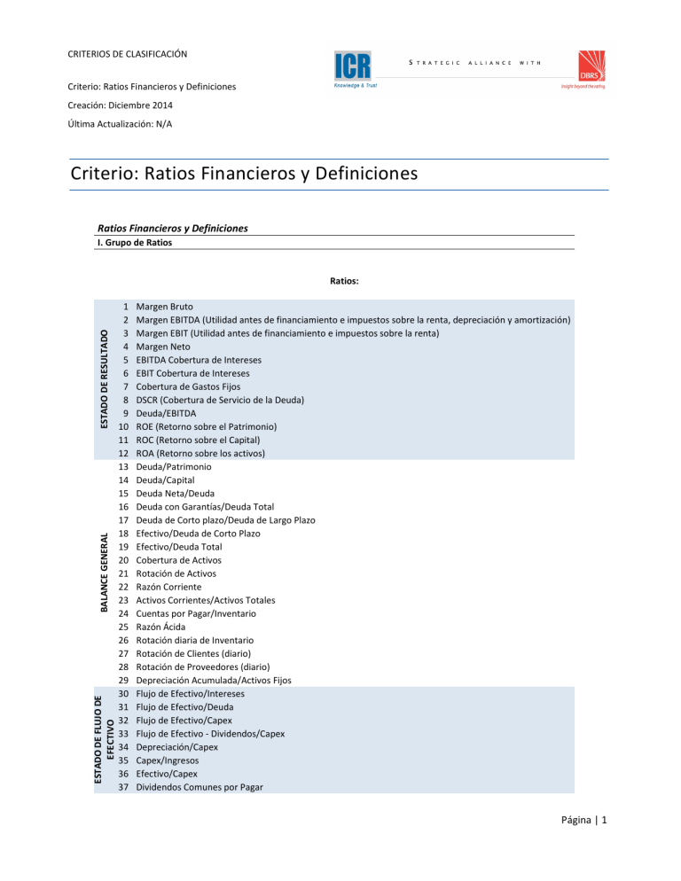 Guía de Ratios Financieros y Definiciones