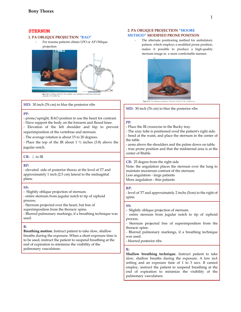 Bony Thorax Radiography Protocol: Sternum & Ribs Imaging