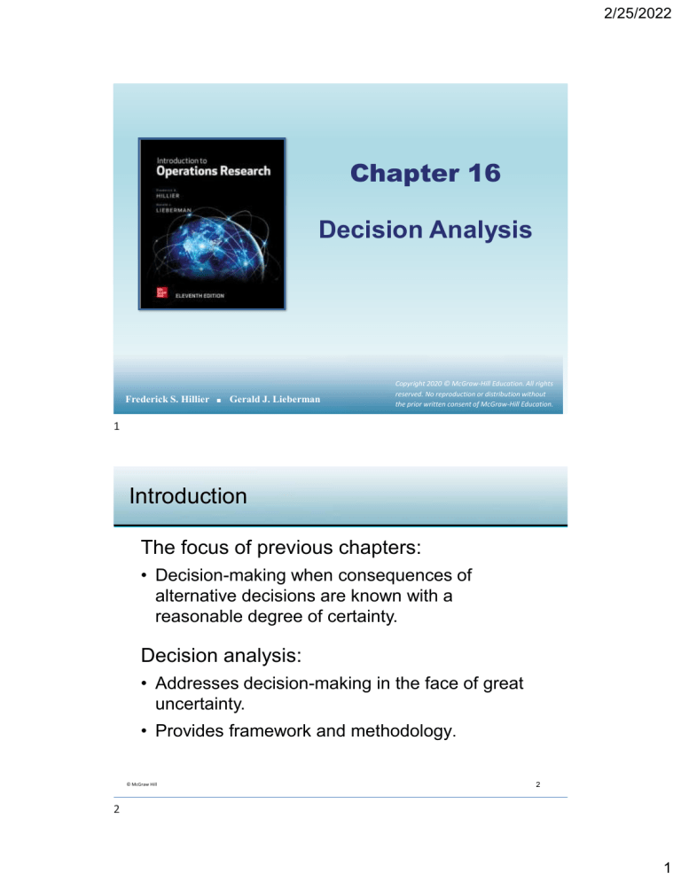 Decision Analysis: Chapter 16 Presentation