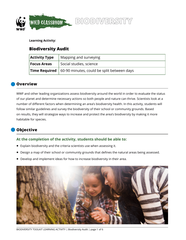 Biodiversity Audit: School & Community Activity