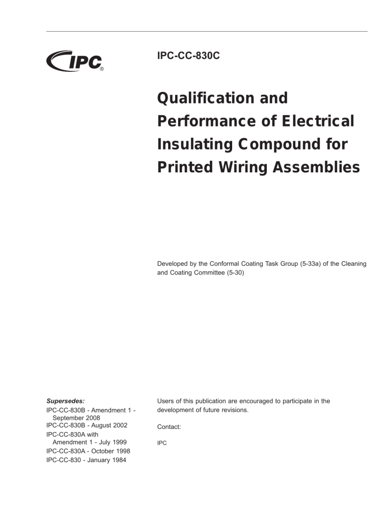 IPC-CC-830C: Conformal Coating Qualification Standard