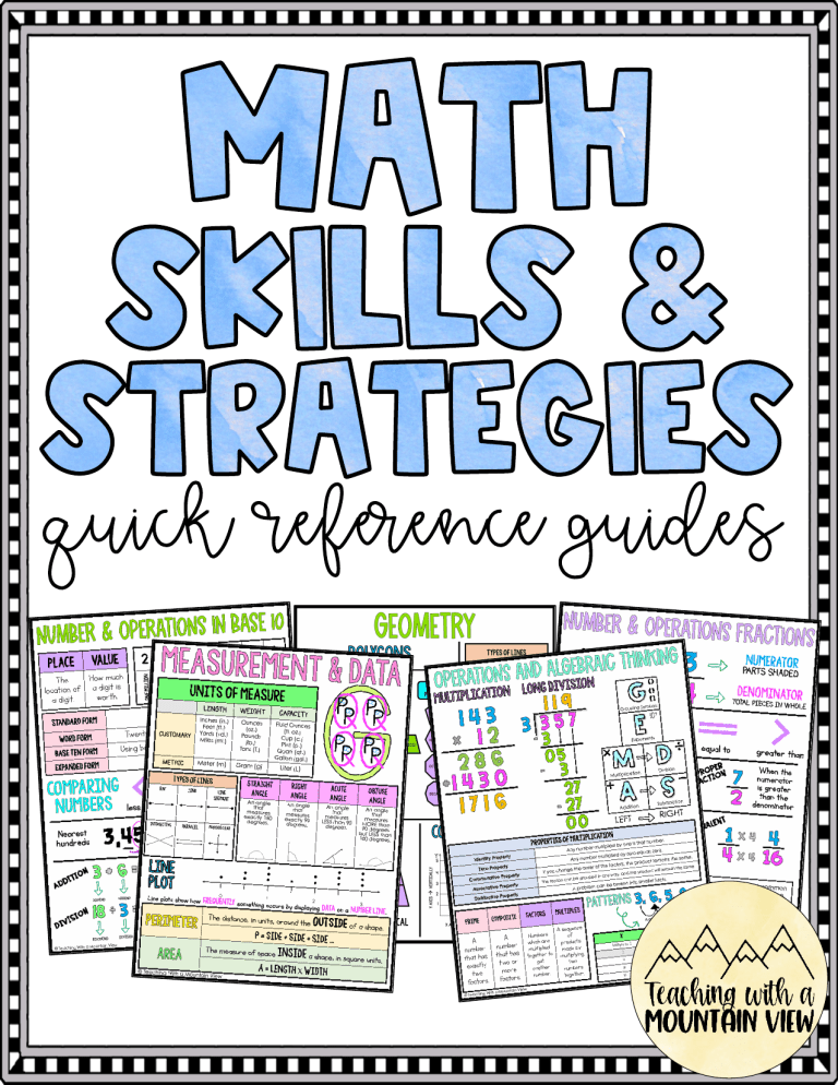 Math Skills Quick Reference Guide for Grades 3-5