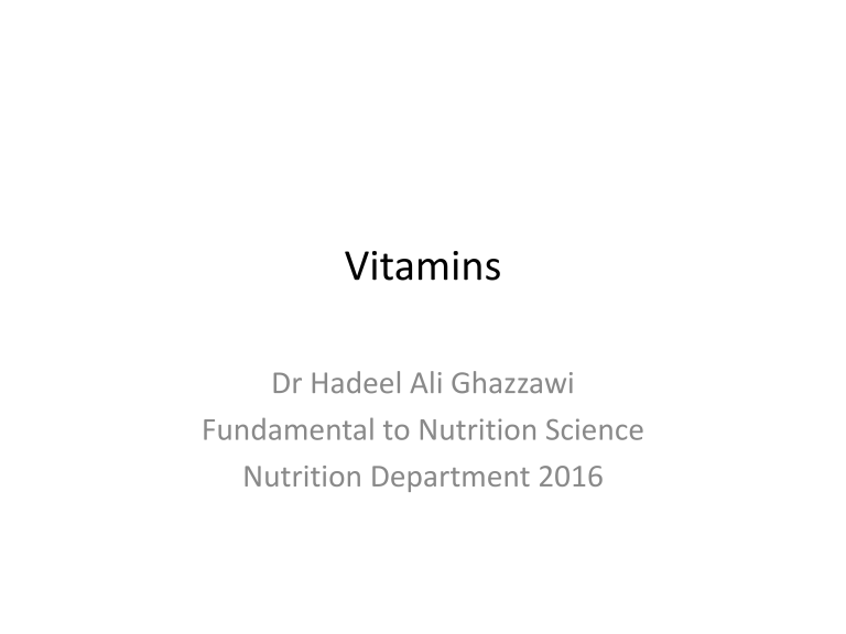 Vitamins: Nutrition Science Presentation