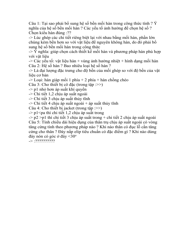 Equipment Design Exam Questions & Notes