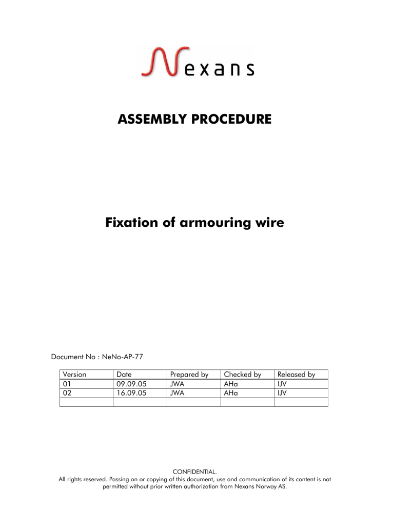 Armouring Wire Fixation Assembly Procedure
