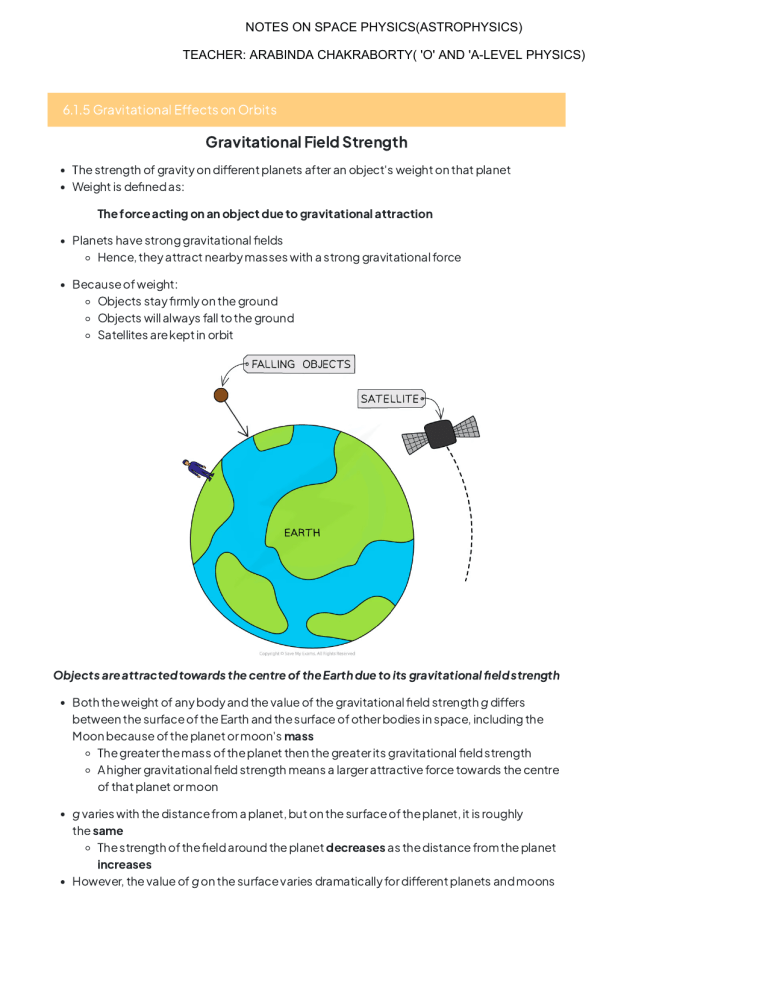 Space Physics Notes: Orbits, Stars, and the Universe