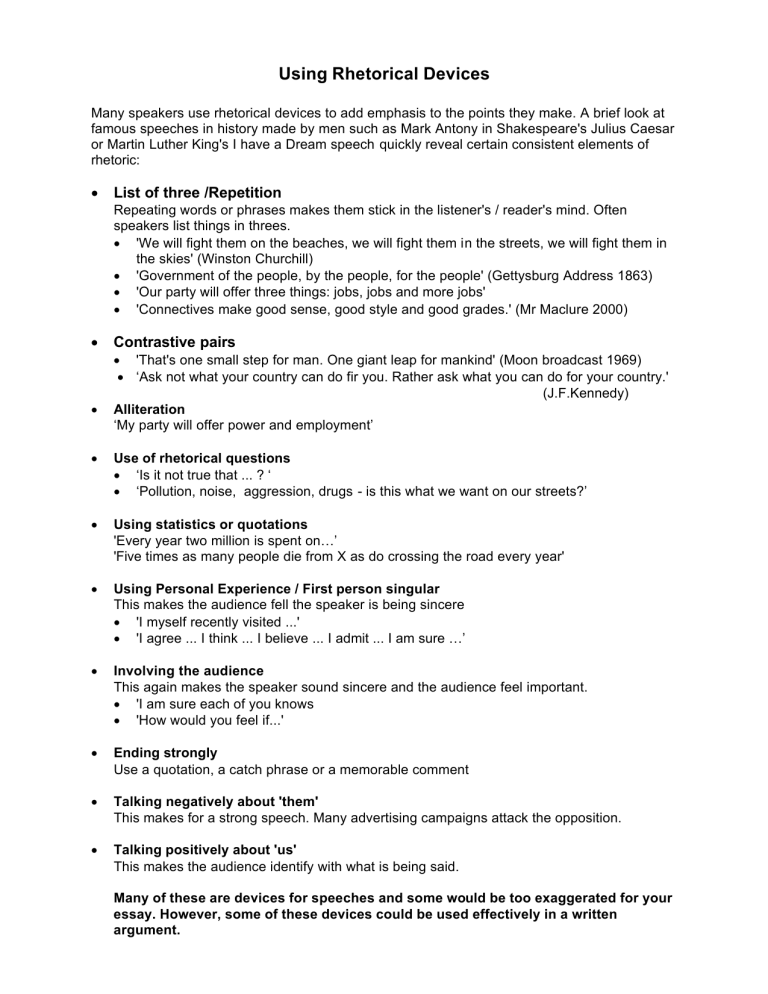 Rhetorical Devices: Techniques for Effective Communication