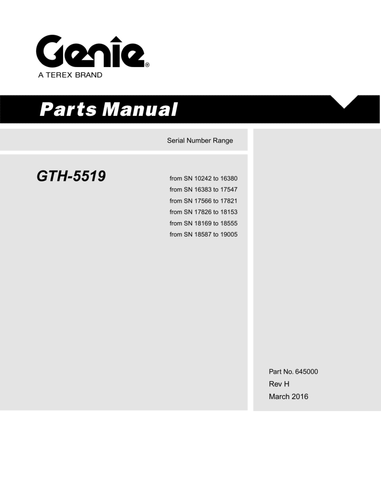 GTH-5519 Parts Manual - Part No. 645000