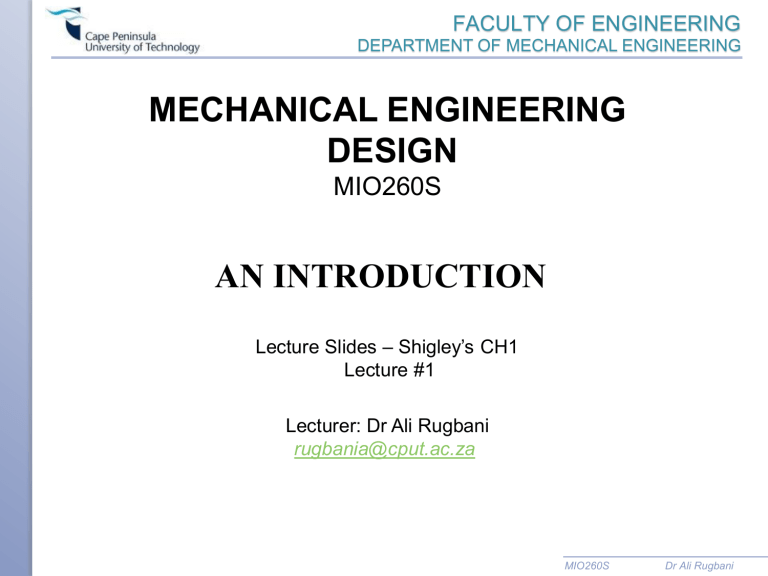 Mechanical Engineering Design: An Introduction