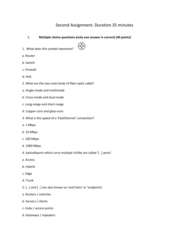 Networking Assignment: Multiple Choice & Configuration