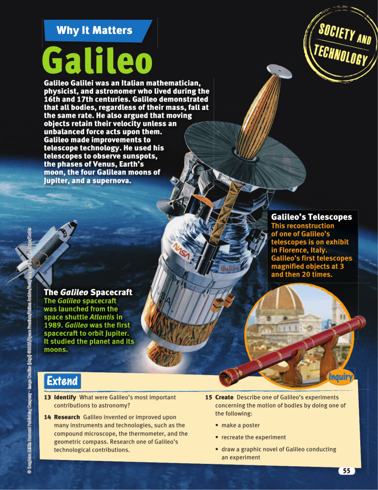 Galileo Galilei: Discoveries & Experiments | Science Textbook