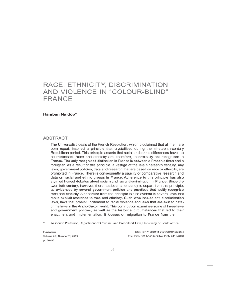 Race, Ethnicity, and Discrimination in France