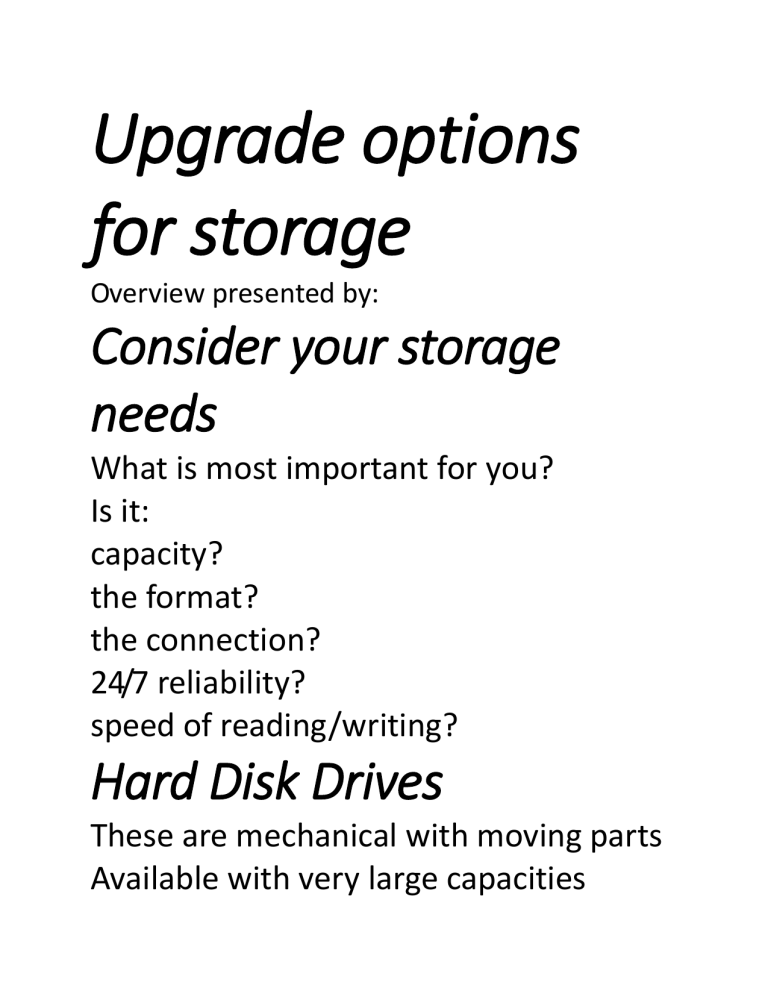 Storage Upgrade Options: HDD vs SSD - A Comparison