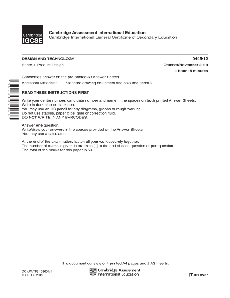 IGCSE Design & Technology Exam: Product Design - Watch Challenges