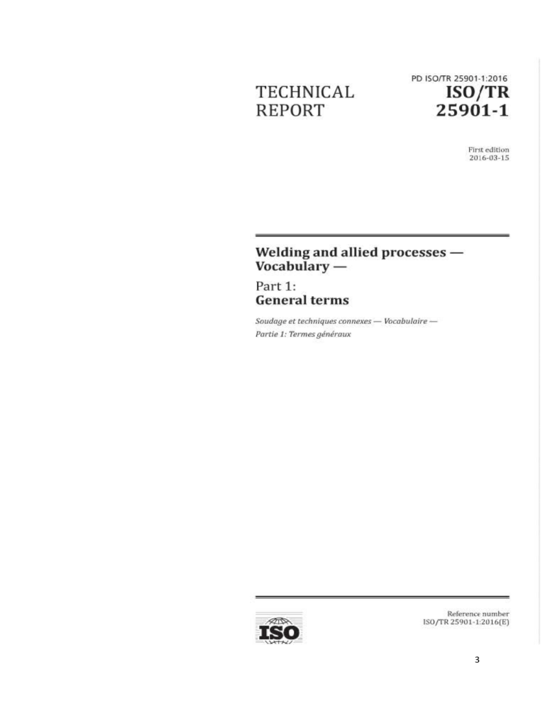 Welding Vocabulary: General Terms - ISO/TR 25901-1