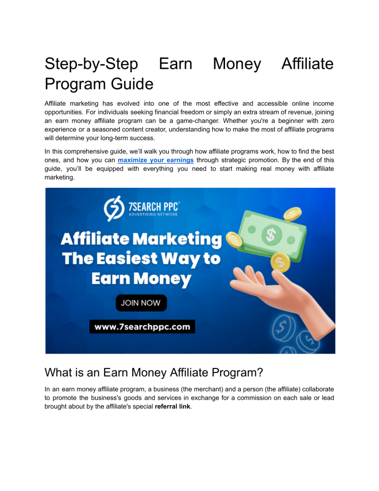 Affiliate Marketing: Step-by-Step Guide to Earning Money Online