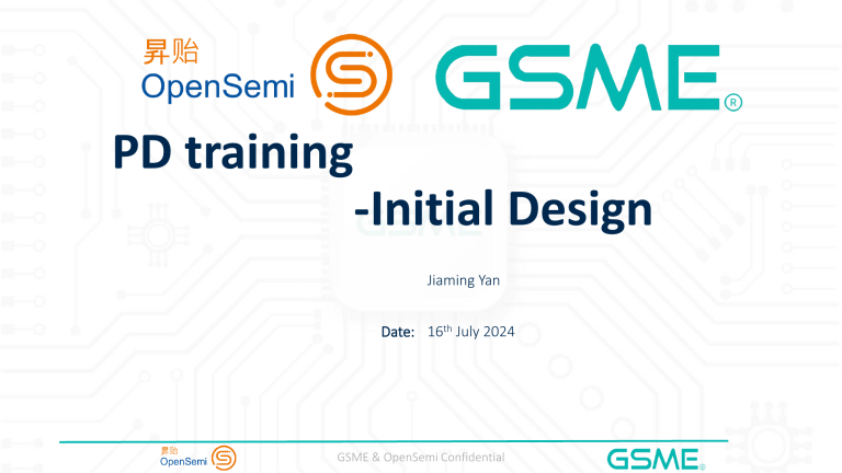 PD Training: Initial Design Overview
