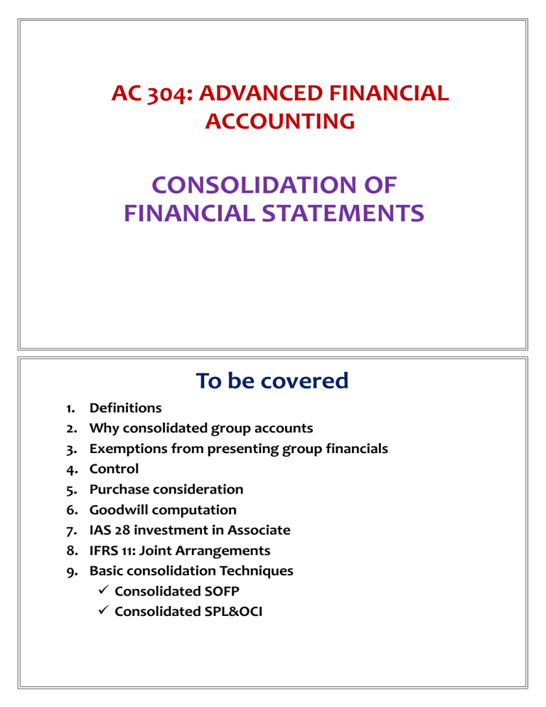 Consolidation of Financial Statements: Advanced Accounting