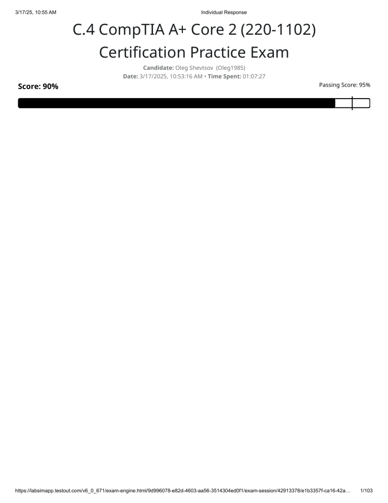 CompTIA A+ Core 2 Practice Exam (220-1102)