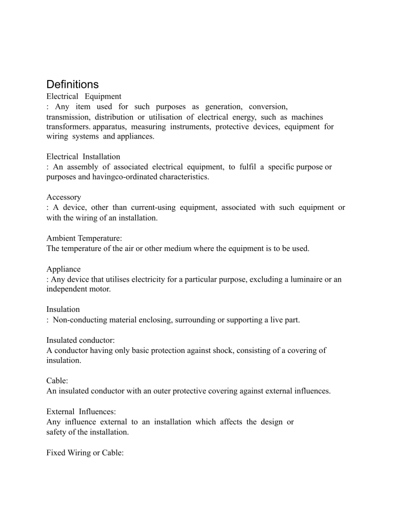 Electrical Definitions & Material Properties