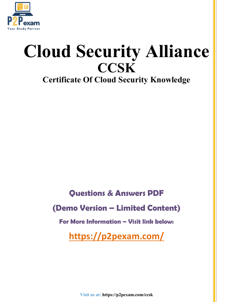 CCSK Questions & Answers PDF (Demo) | Cloud Security