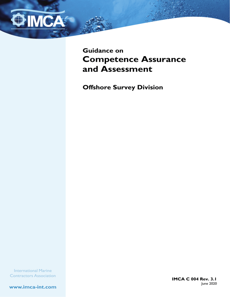 Offshore Survey Competence Assurance Guidance | IMCA