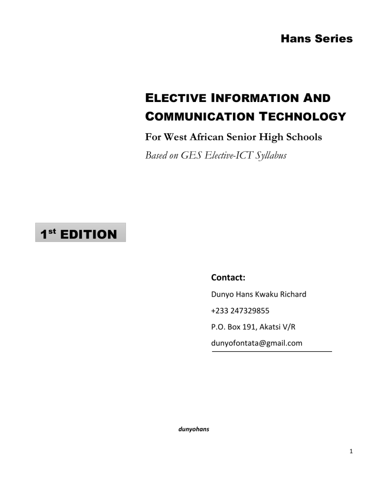 Elective ICT Textbook for West African Senior High Schools