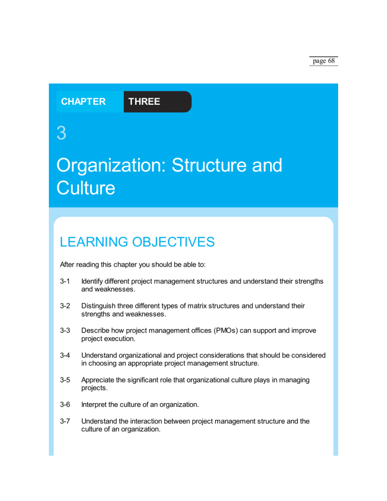 Project Management Structures & Culture: Chapter 3