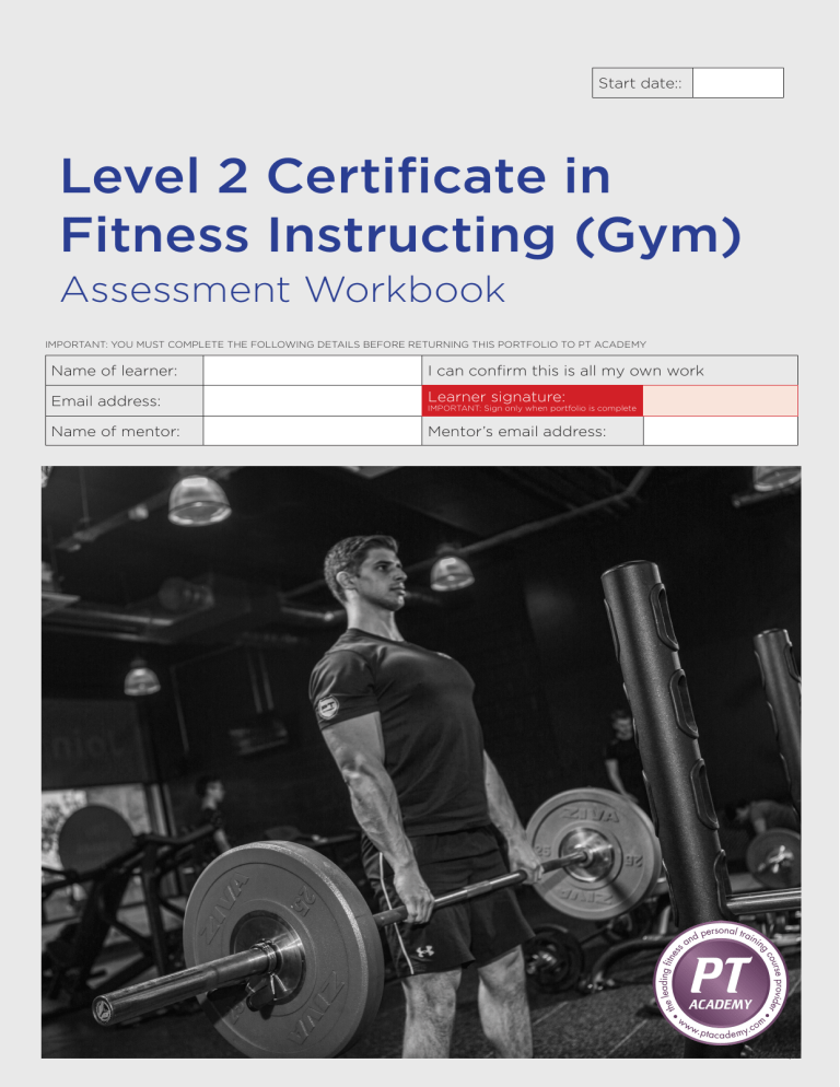 Fitness Instructing (Gym) Level 2 Assessment Workbook