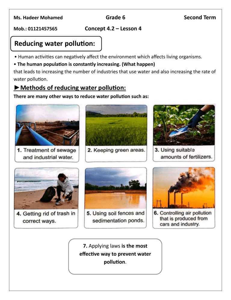 Reducing Water Pollution & Sustainable Building - Grade 6