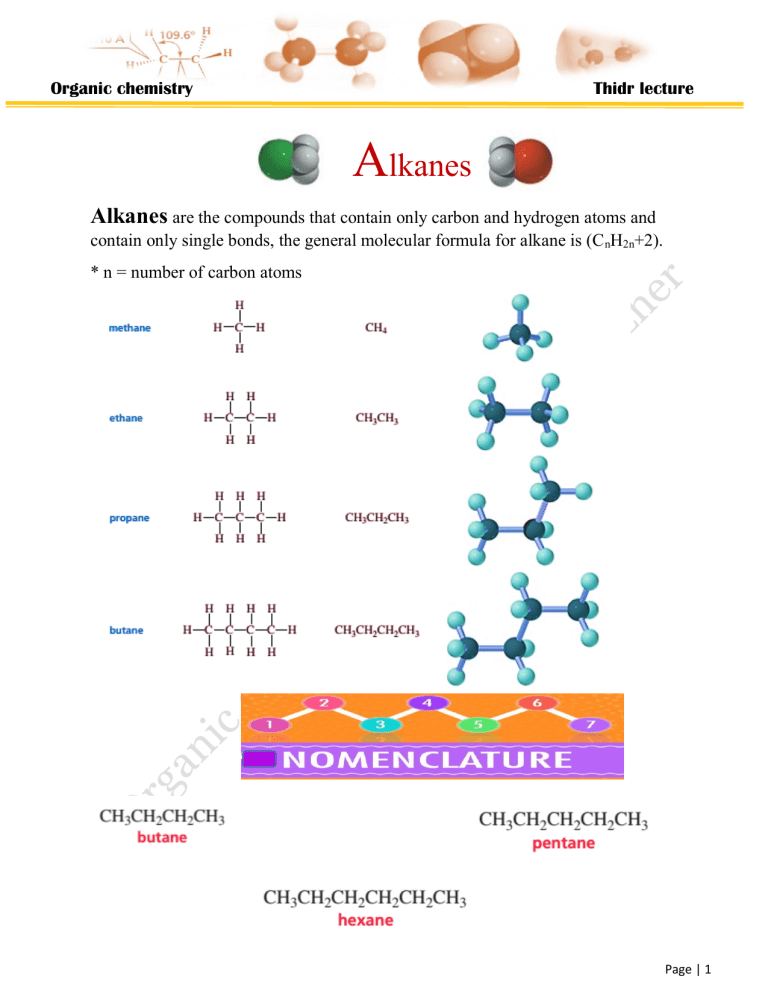 Alkanes Nomenclature: Organic Chemistry Lecture Notes
