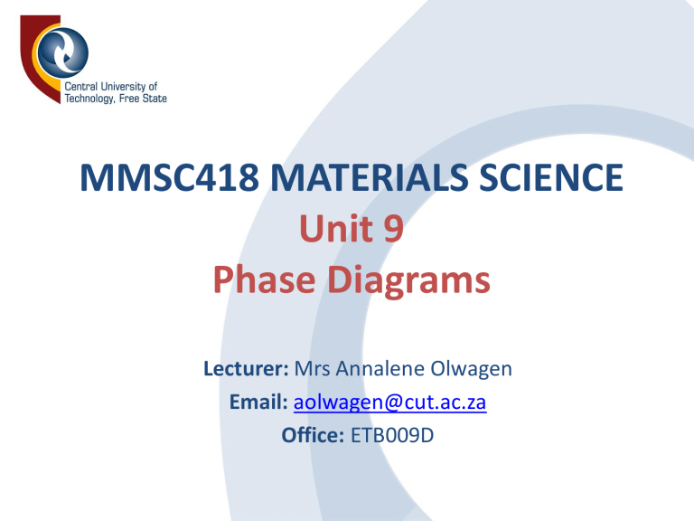 Phase Diagrams in Materials Science: MMSC418 Unit 9