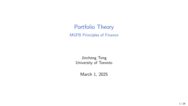 Portfolio Theory: MPT & Risk Diversification