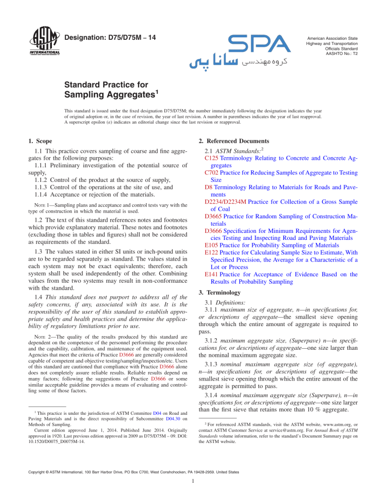 Sampling Aggregates: ASTM D75 Standard Practice