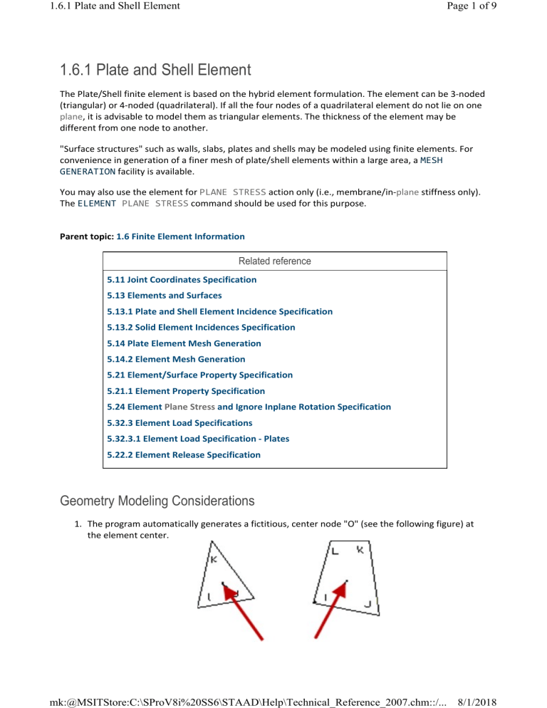 Plate & Shell Element Technical Reference