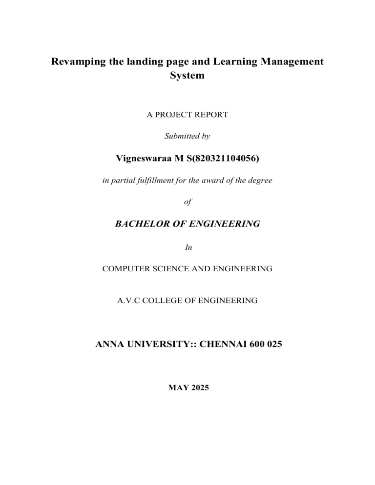 Landing Page & LMS Revamp: Project Report