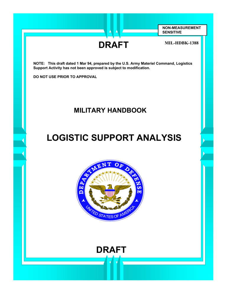Logistic Support Analysis Military Handbook Draft