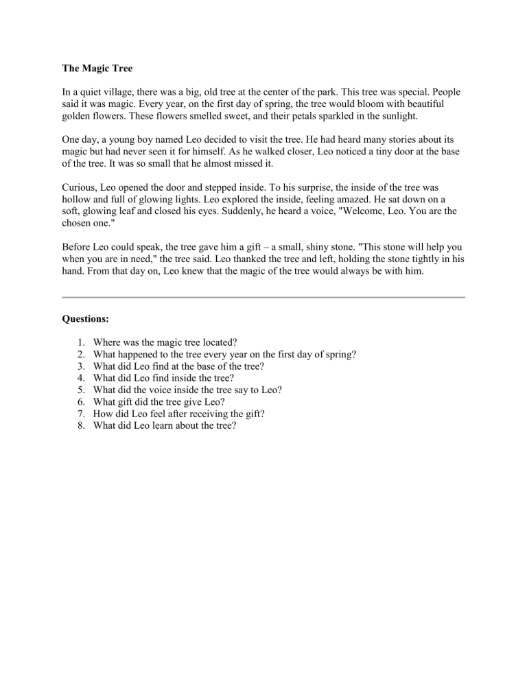 Reading Comprehension Exercises for Elementary School