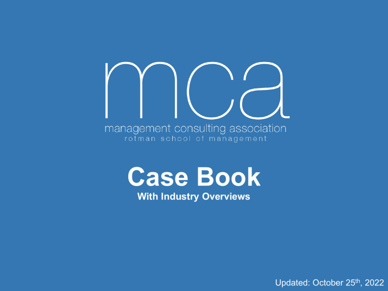 Case Book with Industry Overviews for Case Interview Prep