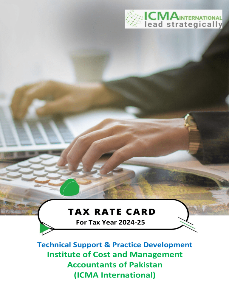 Pakistan Tax Rate Card 2024-25 | ICMA International