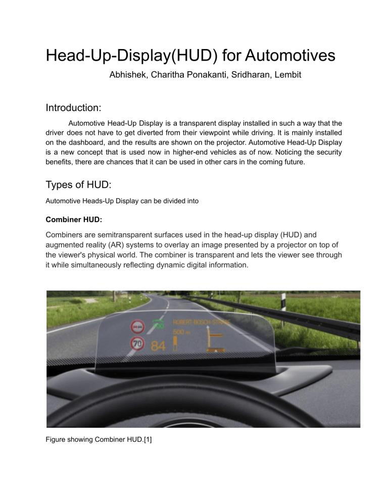 Automotive Head-Up Displays (HUD): Types, Market, and Challenges