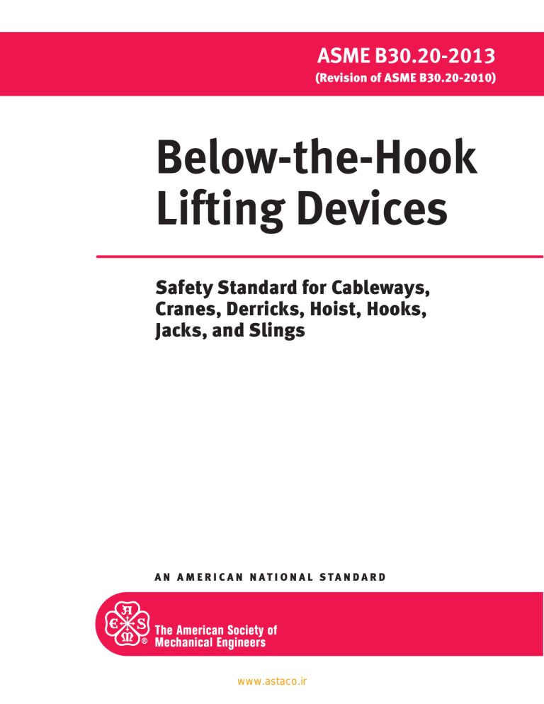 ASME B30.20: Below-the-Hook Lifting Devices Safety Standard