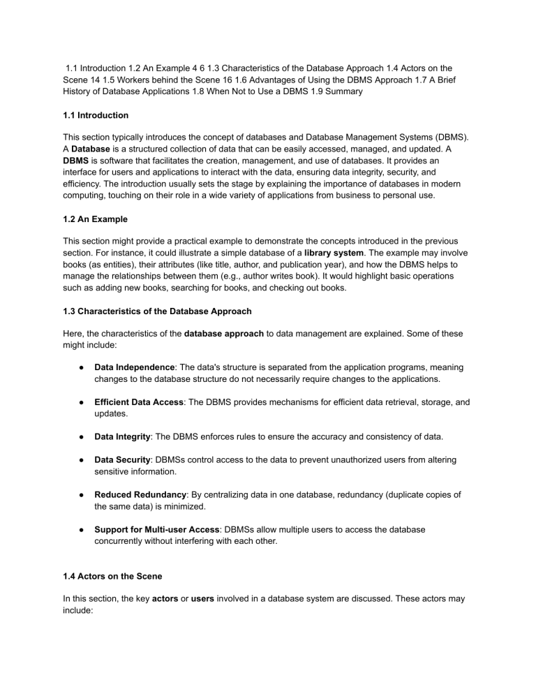 Database Management Systems: Introduction & Characteristics