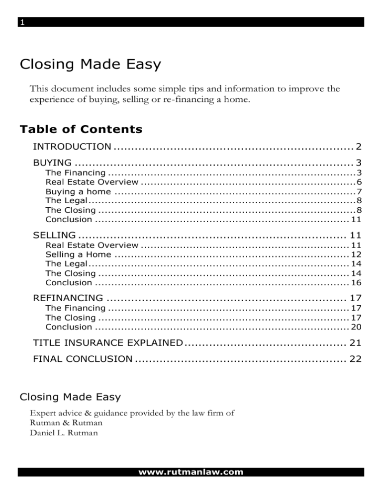 Closing Made Easy: Home Buying, Selling & Refinancing Guide