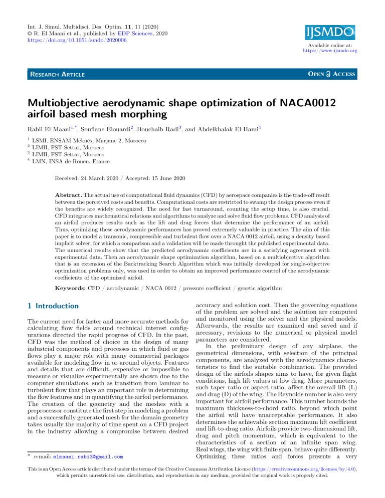 NACA0012 Airfoil Aerodynamic Shape Optimization