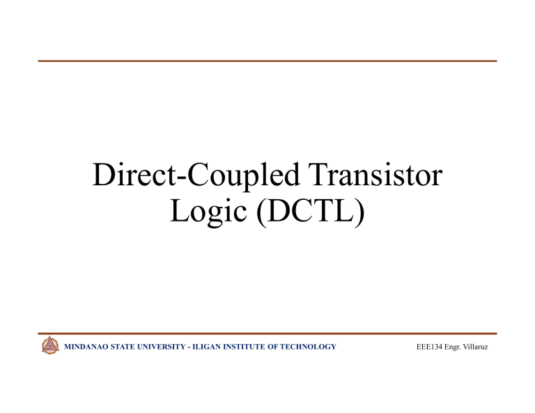 DCTL, I2L, D2L, TTL Logic Families: Principles & Applications
