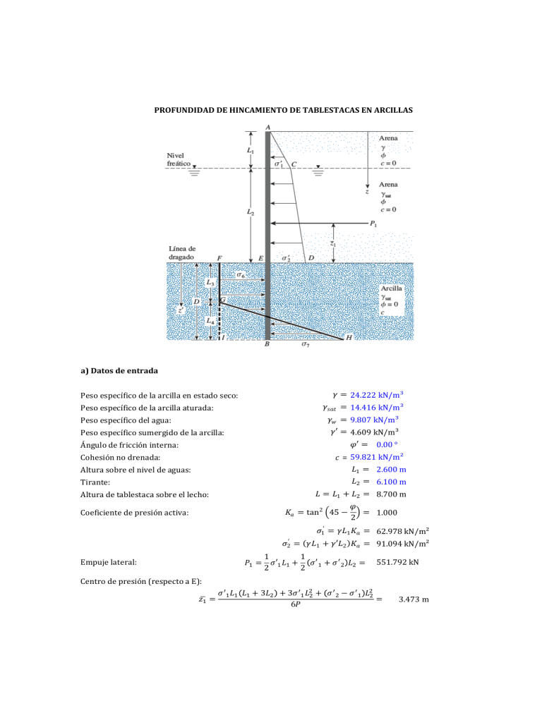 Sheet Pile Penetration Depth Calculation in Clay